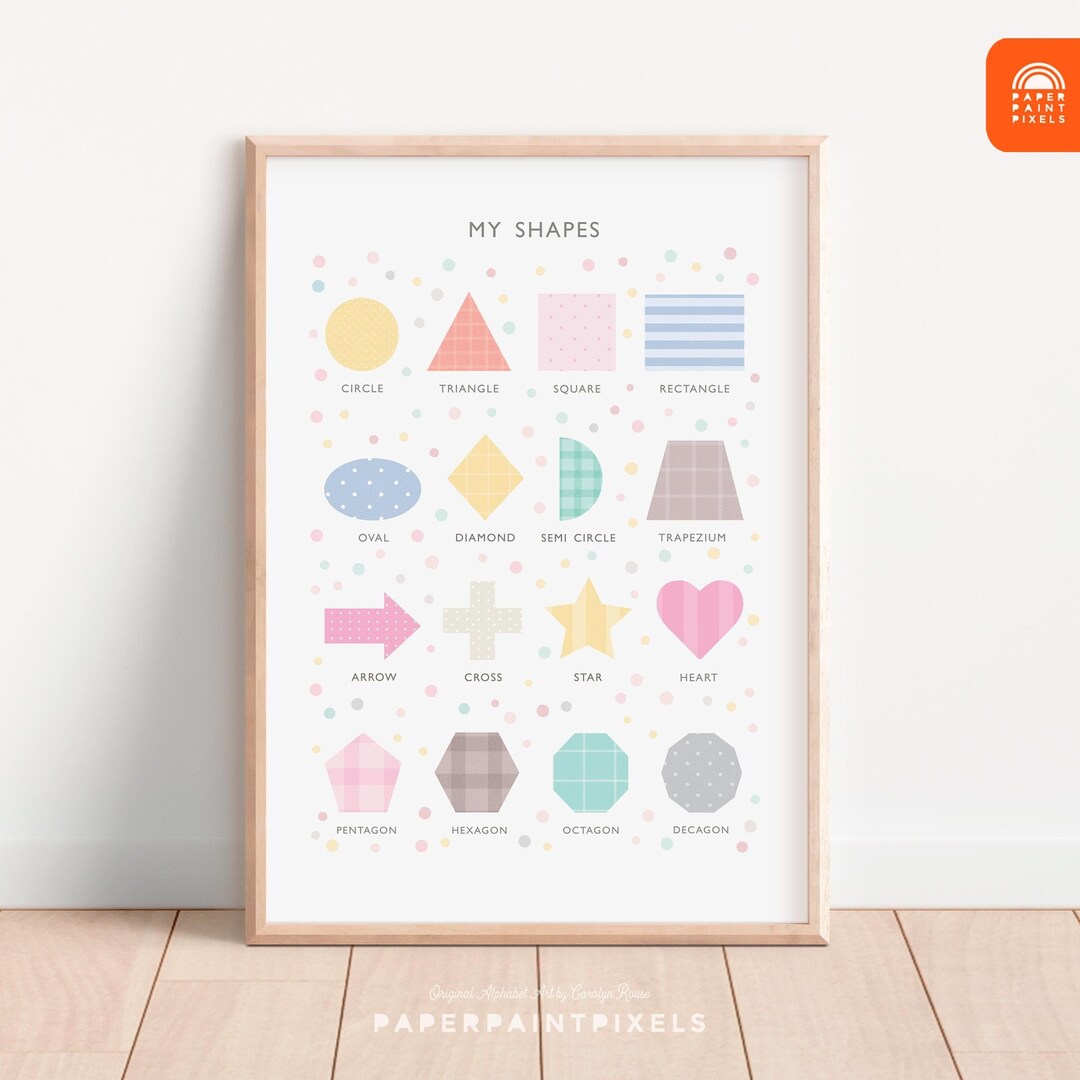 Printable Shapes Poster: Pastel Nursery Homeschool Decor (digital ...