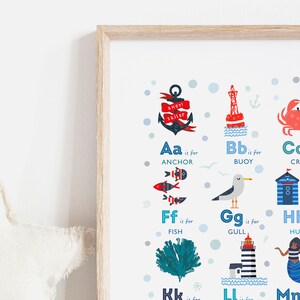 Nautical Alphabet Nursery Print, Nursery Alphabet Wall Art, Ocean Theme ...