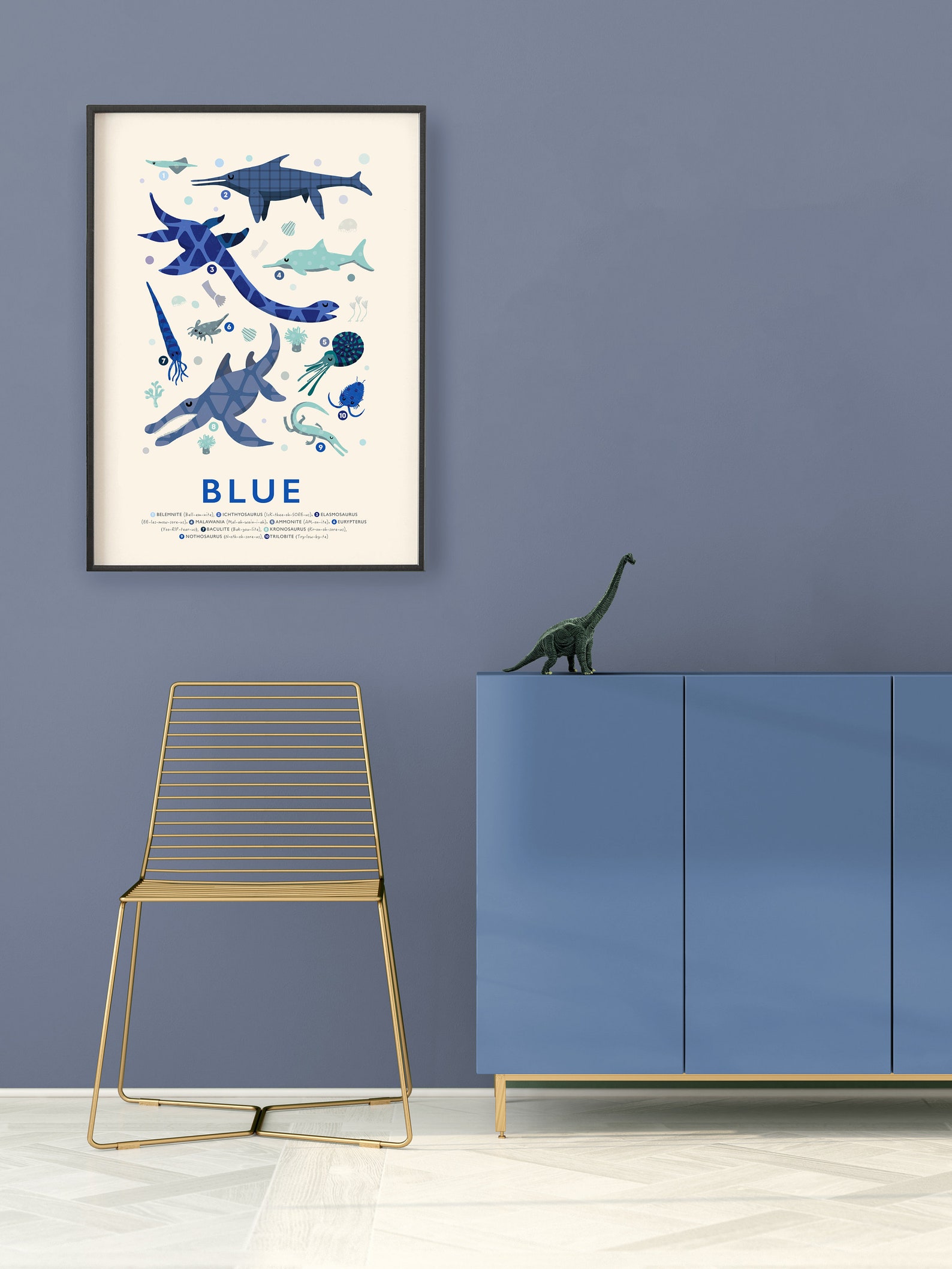Blue Dinosaur Print Dino Theme Nursery Wall Art Blue Kids | Etsy