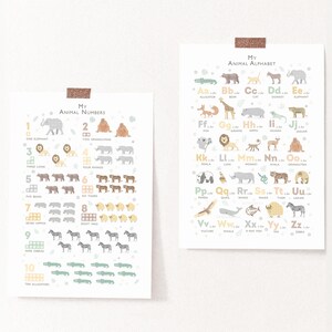 Personalised Nursery Animals Alphabet & Numbers Poster Set - Gender ...