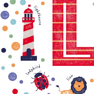 Personalised Letter L Nursery Print, Boys Name Print, Illustrated L ...