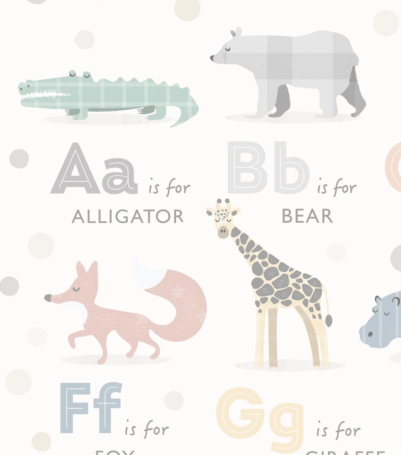 Animal Print Safari Animal Alphabet Print Neutral Nursery | Etsy