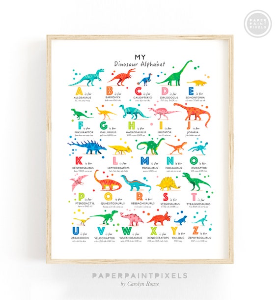 Dinosaur Alphabet Print Dinosaur A to Z Alphabet Poster | Etsy