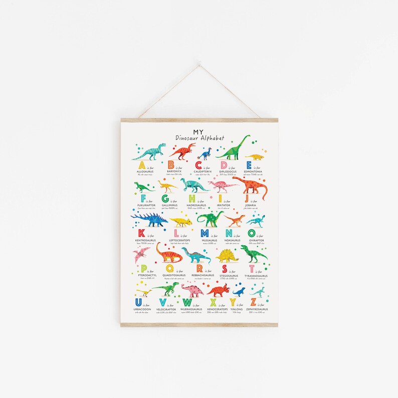 Dinosaur Alphabet Print Dinosaur A to Z Alphabet Poster | Etsy