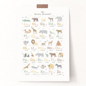 Safari Animal Alphabet Print, Neutral Nursery Decor, Nursery Wall Art ...
