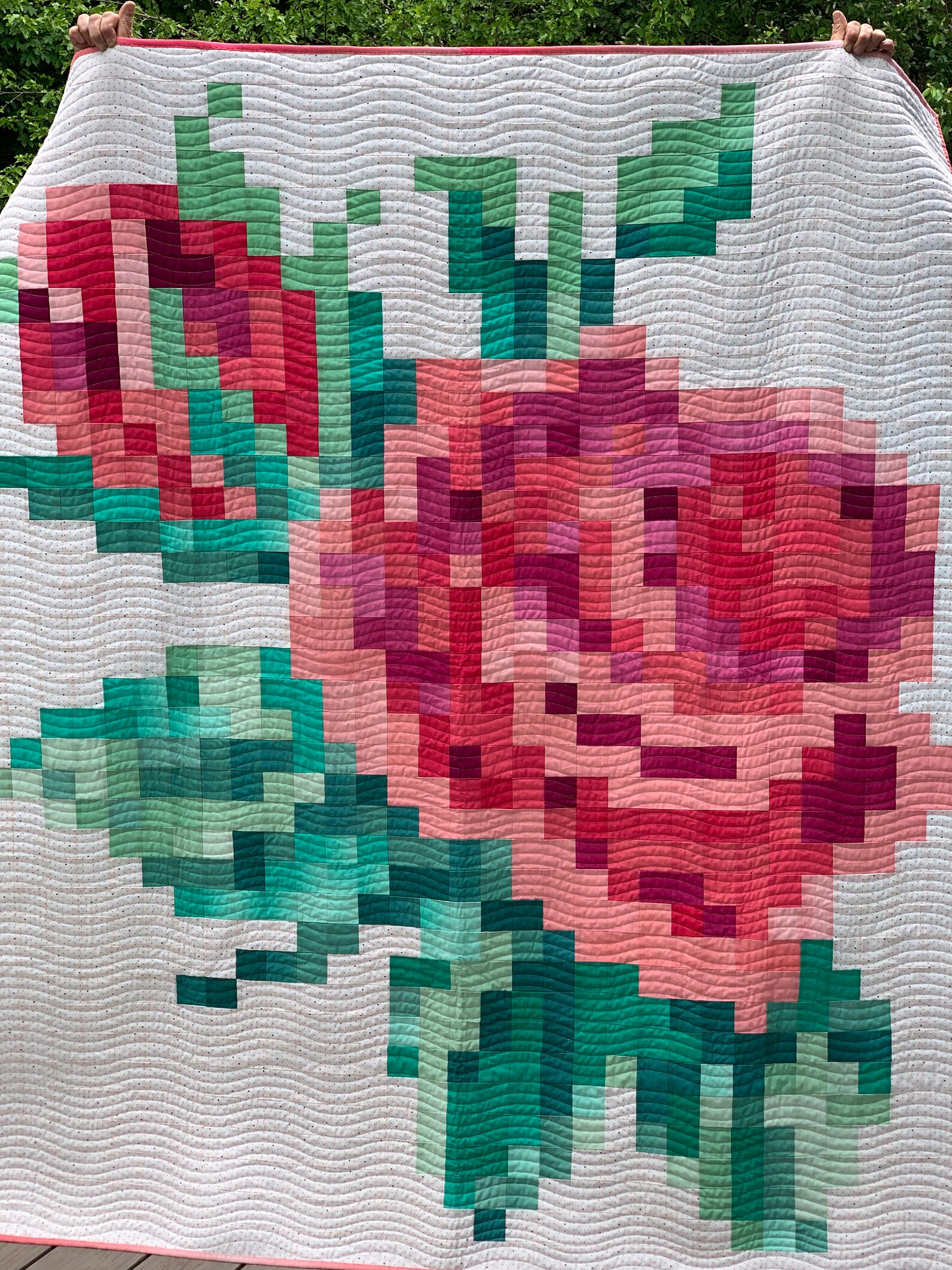 Pixelated Rose Quilt - Etsy