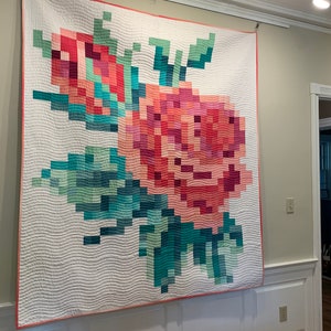 Pixelated Rose Quilt - Etsy
