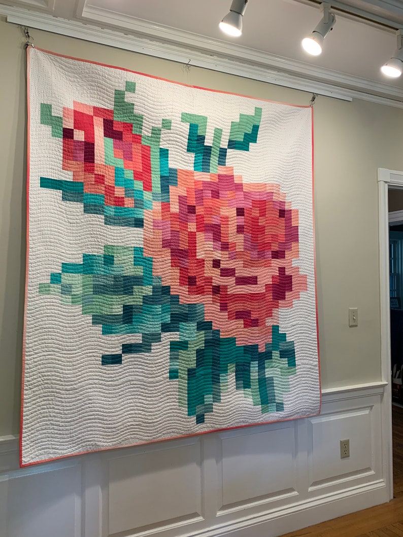 Pixelated Rose Quilt - Etsy