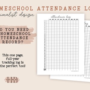 Homeschool Attendance Log - Minimalist Design - Etsy
