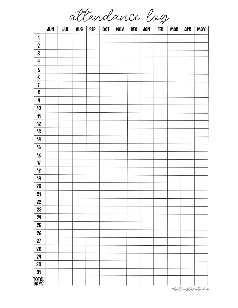 Homeschool Attendance Log Minimalist Design - Etsy