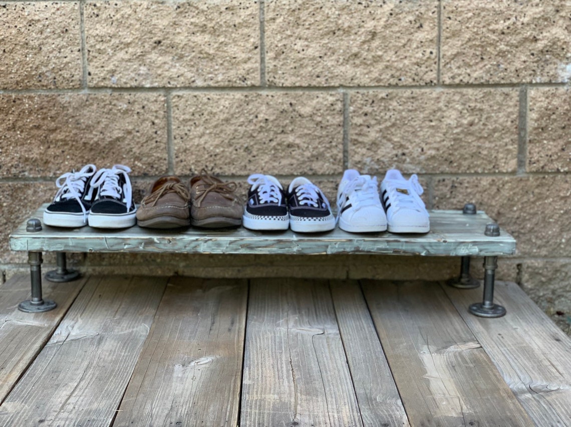 Shoe Rack Wood and Pipe Shelf Industrial Pipes Rustic - Etsy