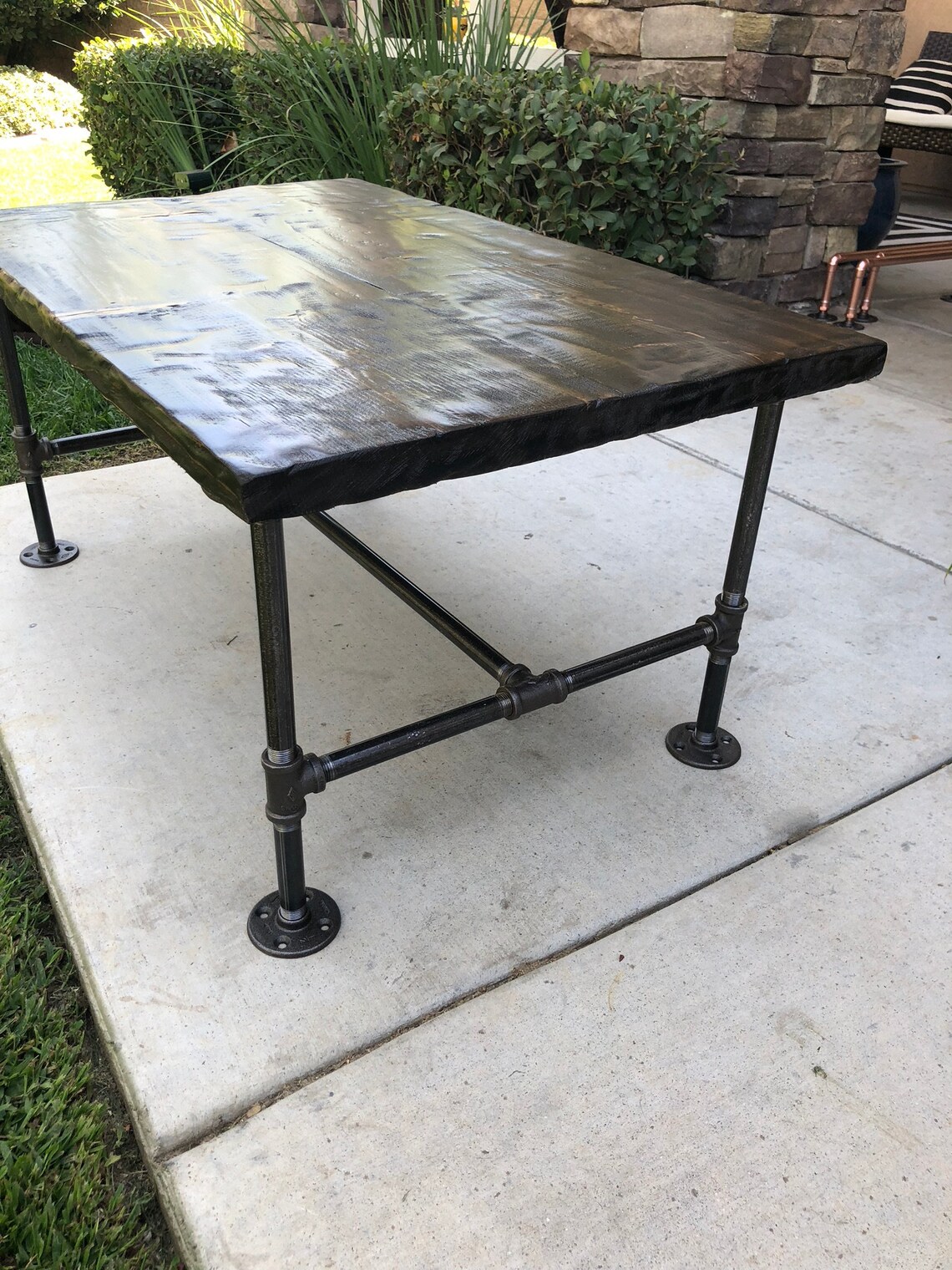 Rustic table side table industrial pipes pipes shelving | Etsy