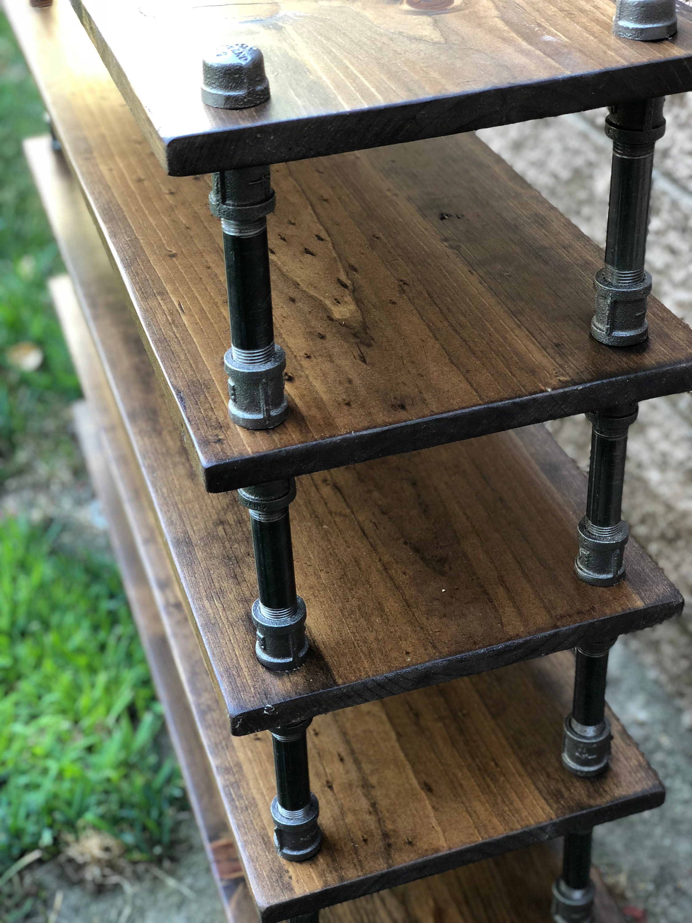 Shoe Rack Industrial Pipe Wood Reclaimed Look Shelving - Etsy
