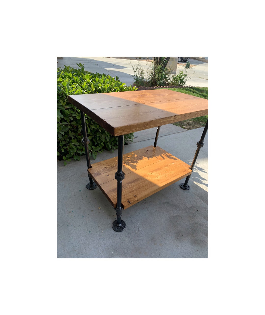 Nightstand Pipe, Industrial Table, Table With Shelf, Wood and Pipe ...