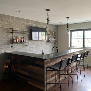 Beautiful Industrial Bar Shelving Shelf With Pipe and Wood, Color ...