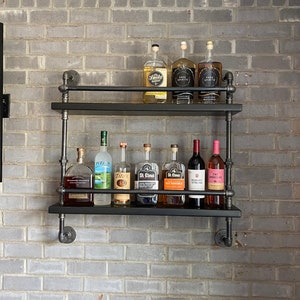 Beautiful Industrial Bar Shelving Shelf With Pipe and Wood, Color ...