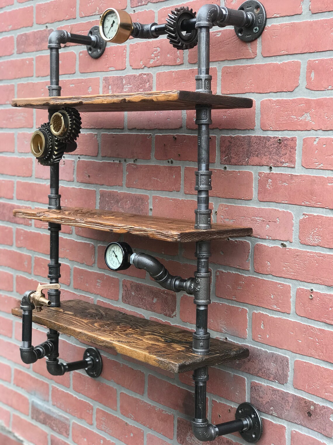 Industrial Shelf - Reclaimed - Pipes - Steampunk Art - Pipe - Vintage ...