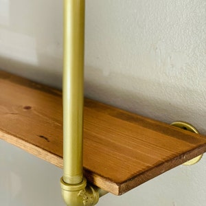 Shelving Industrial Pipe Wood Shelf, for Bar Kitchen Industrial Brass ...