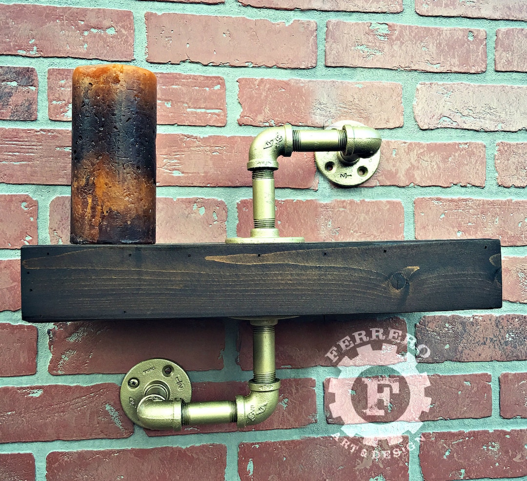 Floating Shelf, Steampunk Shelf, Rustic Shelf, Wall Shelf, Pipe Shelf ...