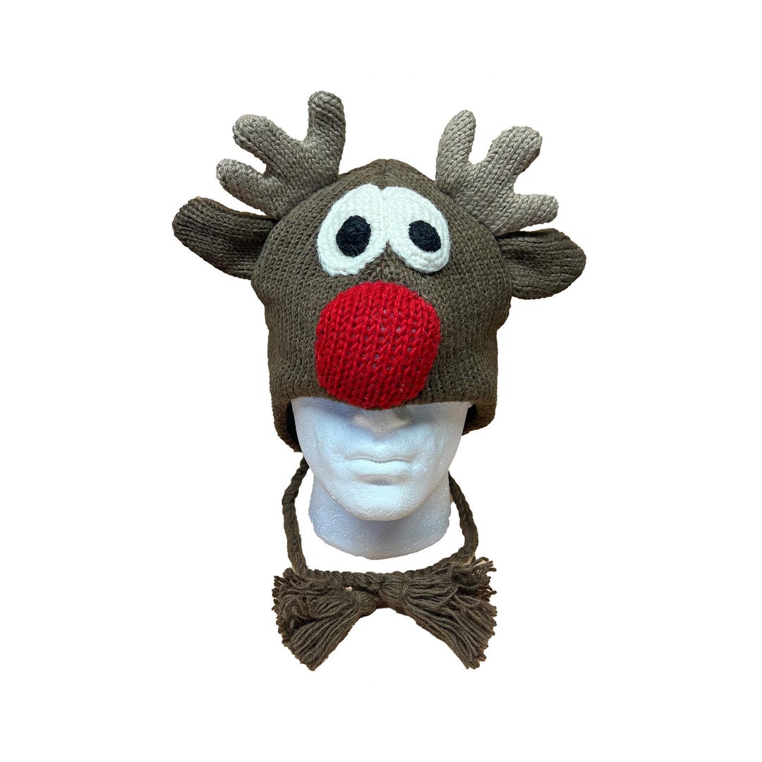 Christmas Rudolph the Red Nosed Reindeer Hat! Made From Wool With ...