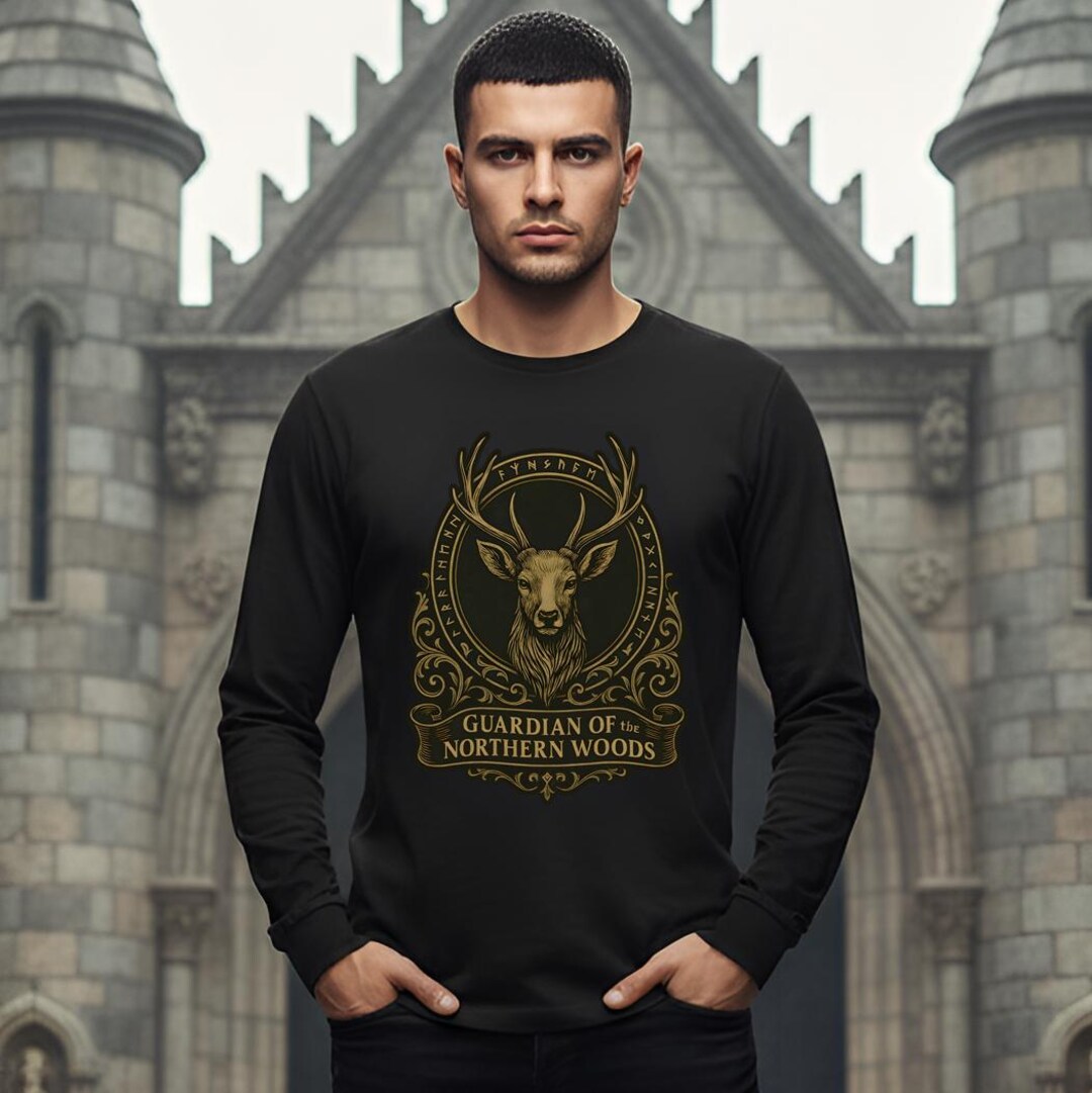 Stag Crest Long Sleeve Tee | Medieval Castlecore Clothes - Etsy