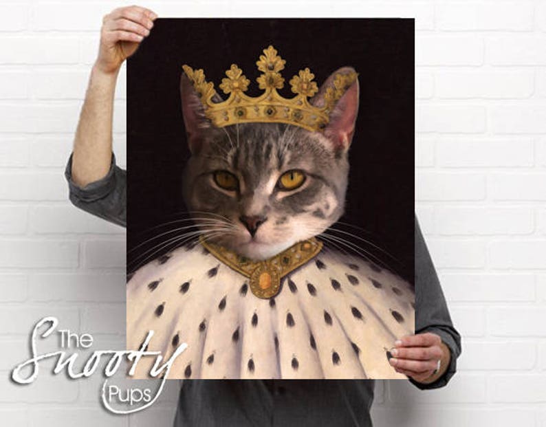 CAT PORTRAIT Custom Cat Portrait King Cat Portrait Pet - Etsy