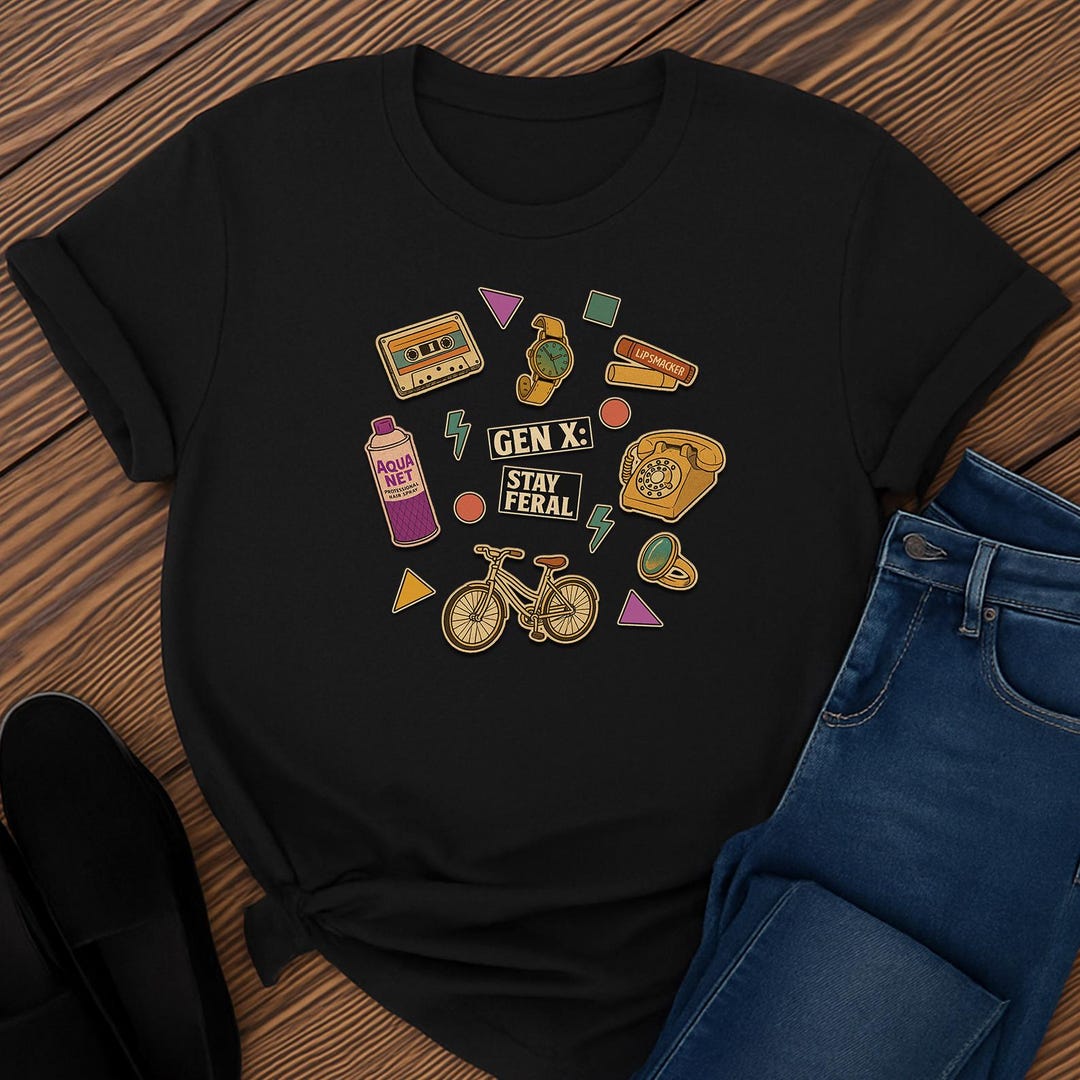 Gen-x Stay Feral Tee | Old School Retro 80s 90s Nostalgia Shirt - Etsy