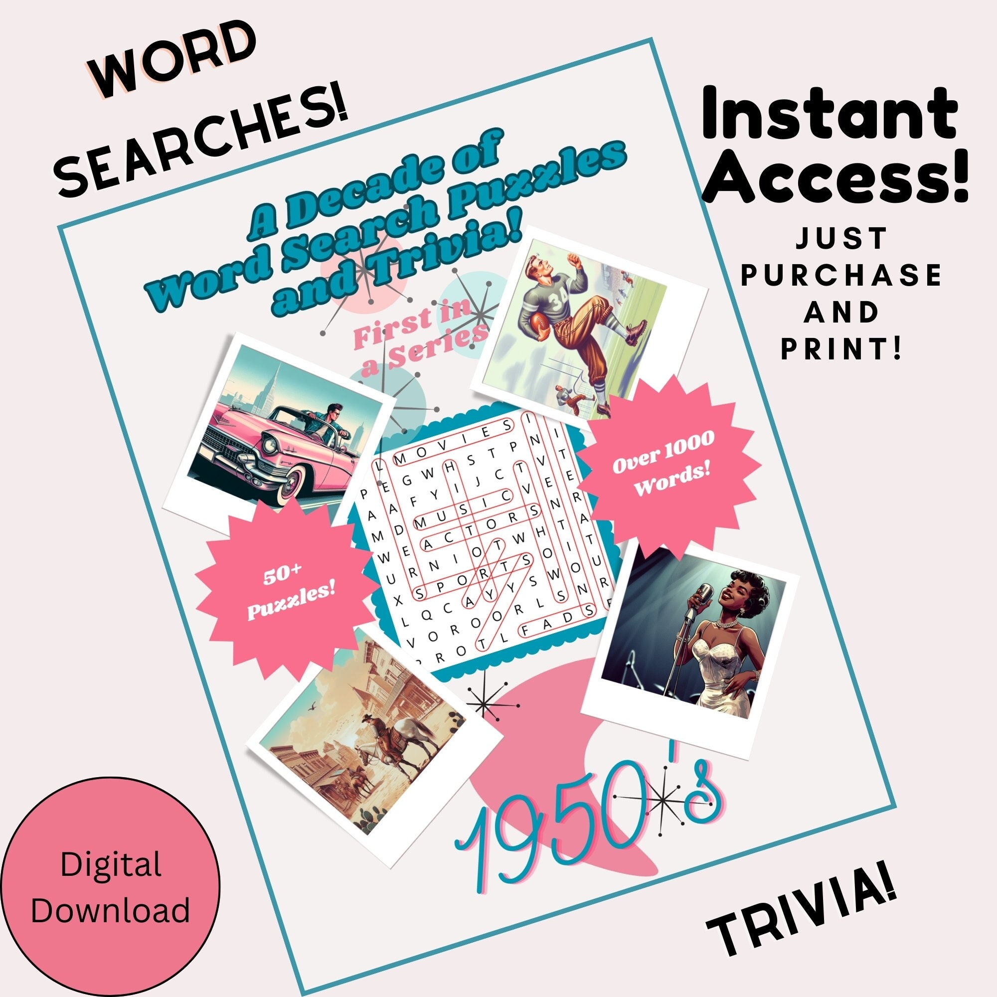 A Decade of Word Search Puzzles and Trivia - 1950's! Word Search ...