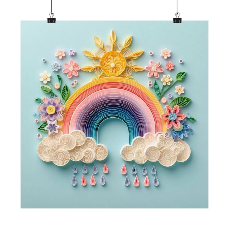 Paper Quilling Rainbow Nursery Art Print: Whimsical Sunshine Decor - Etsy