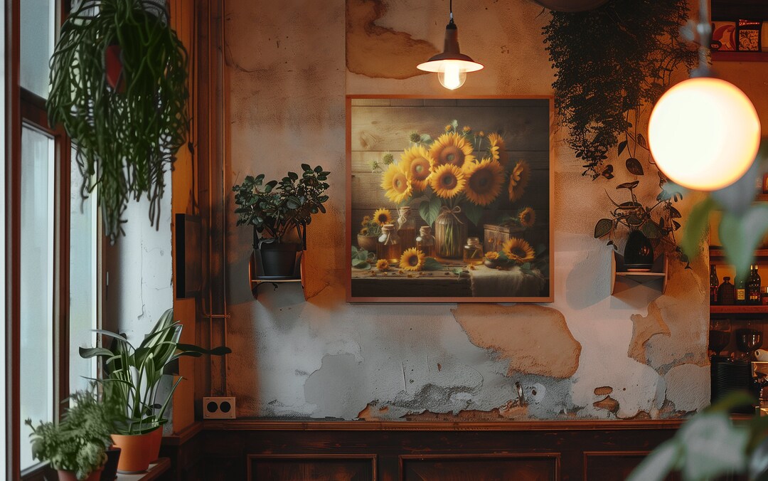 Rustic Sunflower Wall Art Print , Sunflower Home Décor, Sunflowers Turn ...