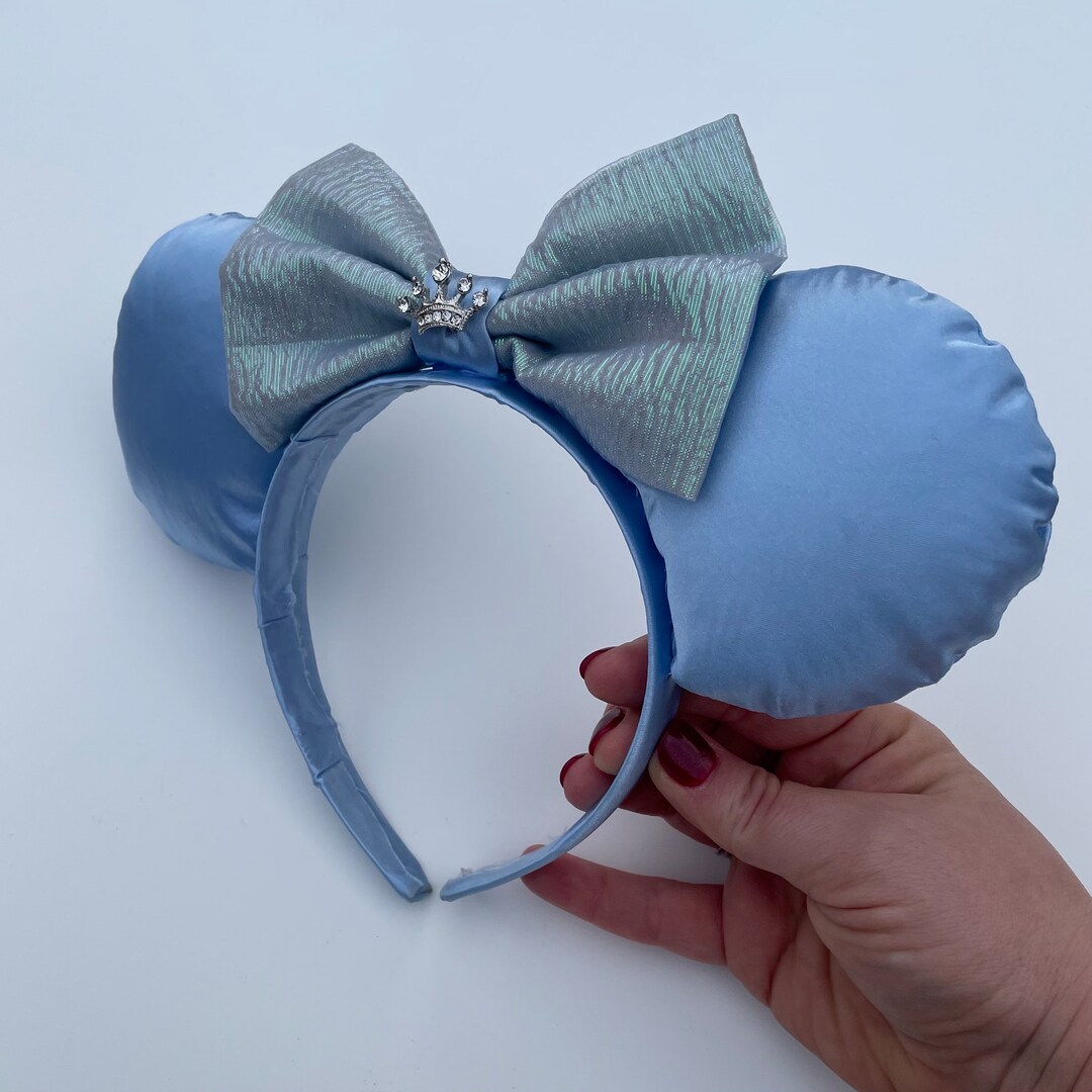 Blue Satin Cinderella Minnie Ears: Princess Tiara Bow - Etsy
