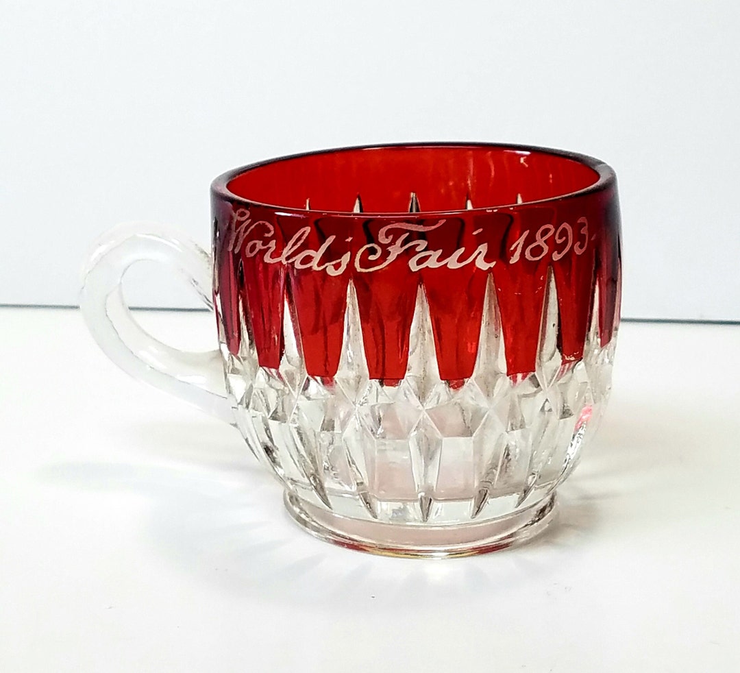 World's Fair Ruby Red Flash Glass Souvenir Cup Antique 1893. - Etsy