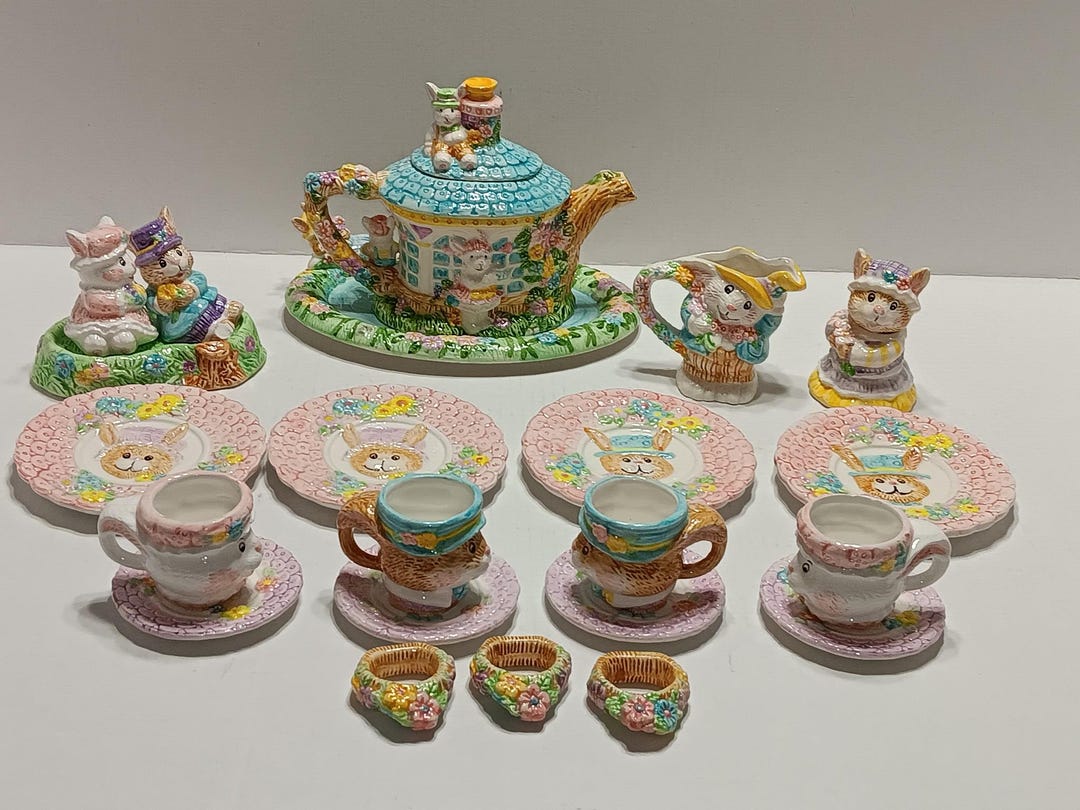 Bunny Tea Set Complete 21 Pieces by Mercuries - Etsy