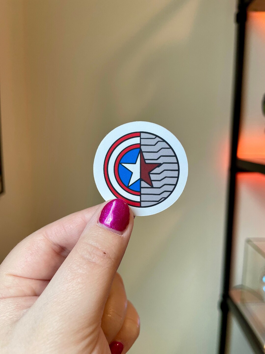 SMALL Captain America & Bucky Shield White Glossy Sticker NOT ...