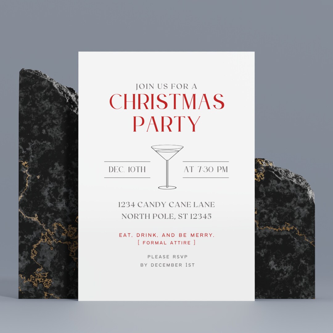Editable Christmas Cocktail Party Invitation – Printable Template ...
