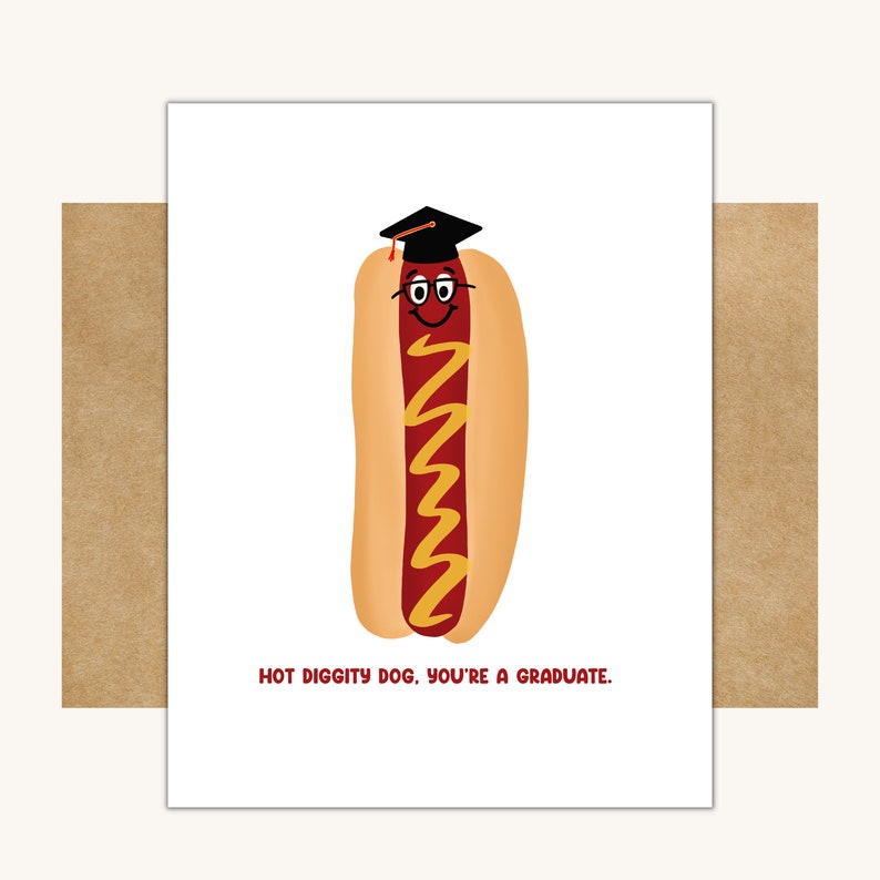 Funny Hot Dog Graduation Card, Unique Congrats Card - Etsy