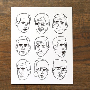 The Faces of Michael Scott -- 8x10 Office Print // Office Christmas ...
