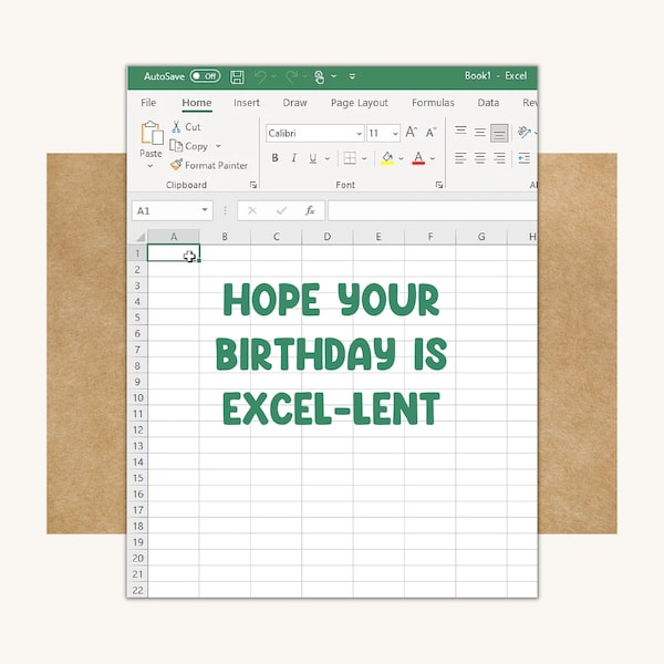 Birthday Card Excel - Etsy