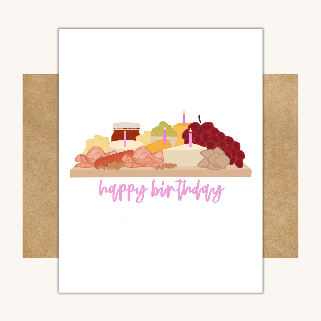 Charcuterie Board Birthday Card — Cheese Board Birthday // Charcuterie ...
