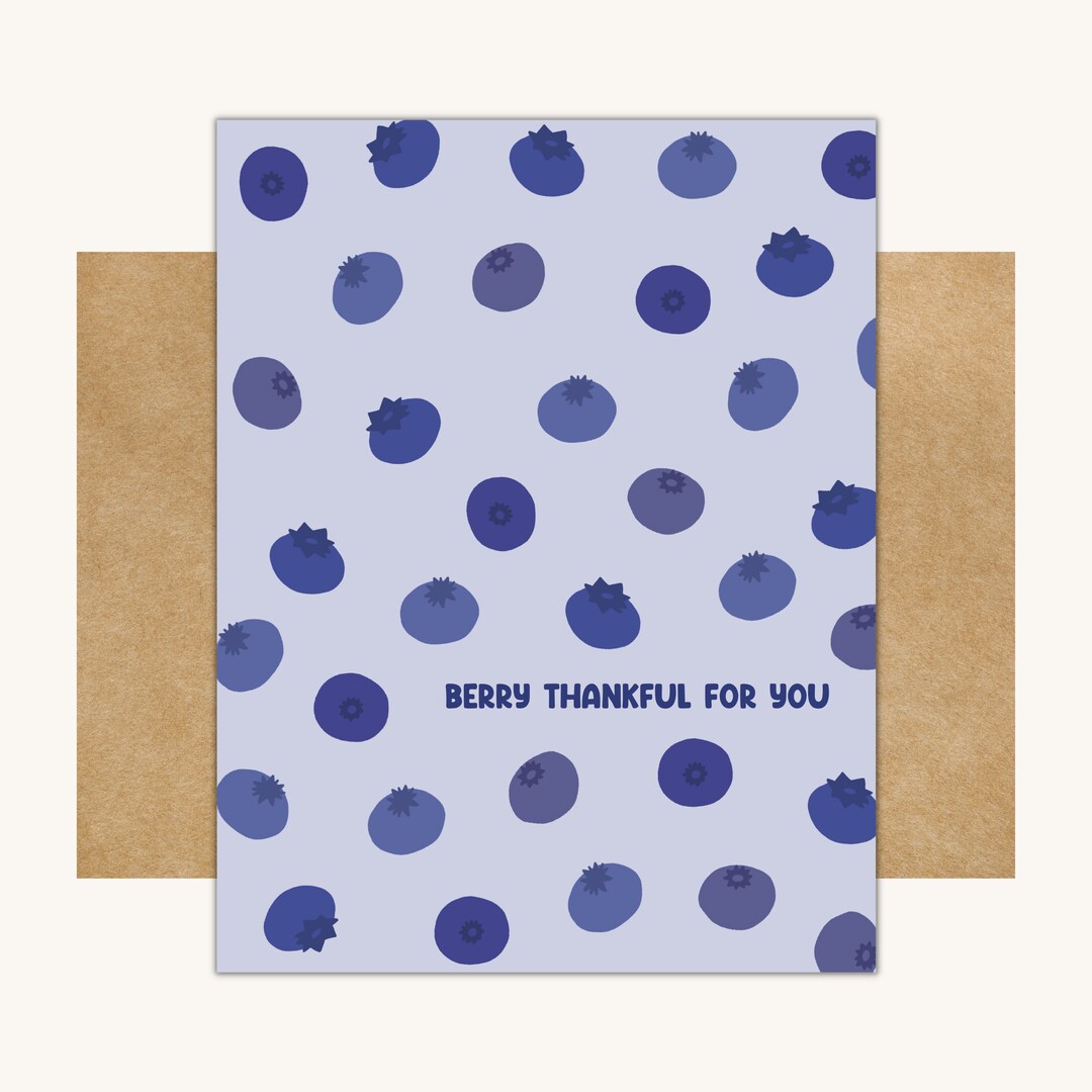 Berry Thankful for You Card -- Blueberry Card // Cards With Blueberries ...