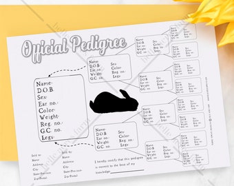 Rabbit Pedigree Template, Rabbitry Pedigree, Printable Pedigree, DIY ...