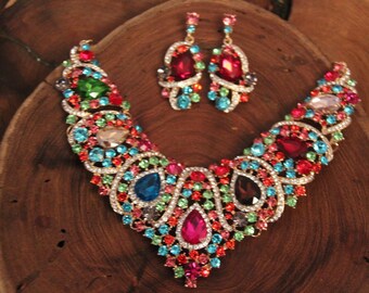 Rhinestone necklace | Etsy