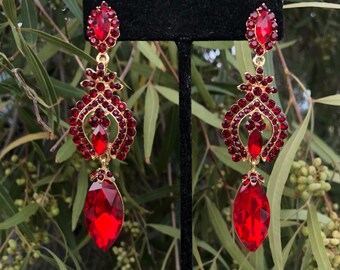 Red Dangle Earrings - Etsy