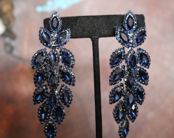 Navy blue clip on earrings store