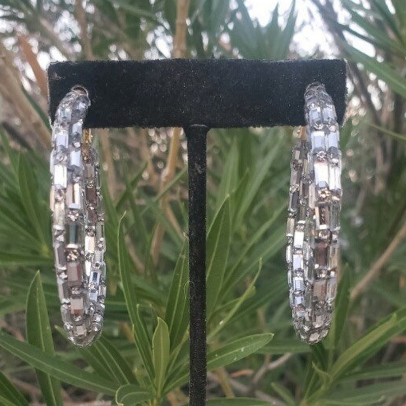 Rhinestone Circle Earrings - Etsy