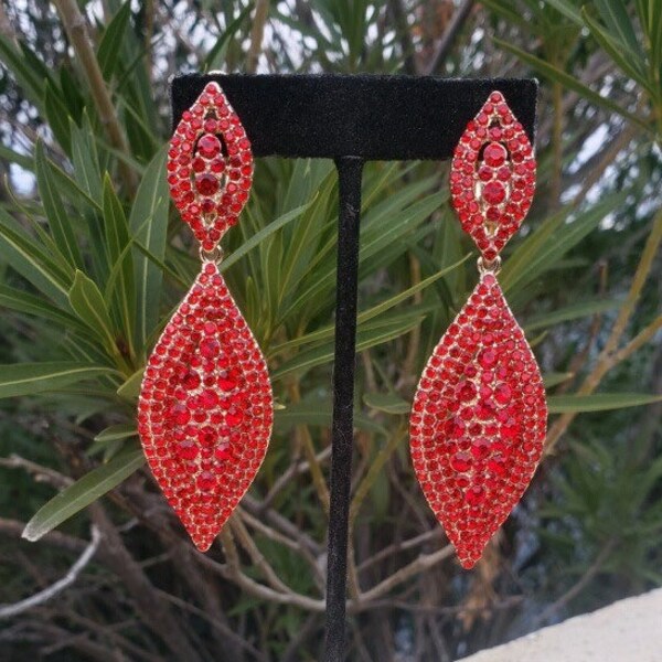 Long Red Earrings - Etsy
