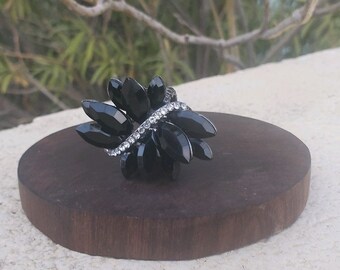 Black Statement Ring Large Black Crystal Ring Black - Etsy