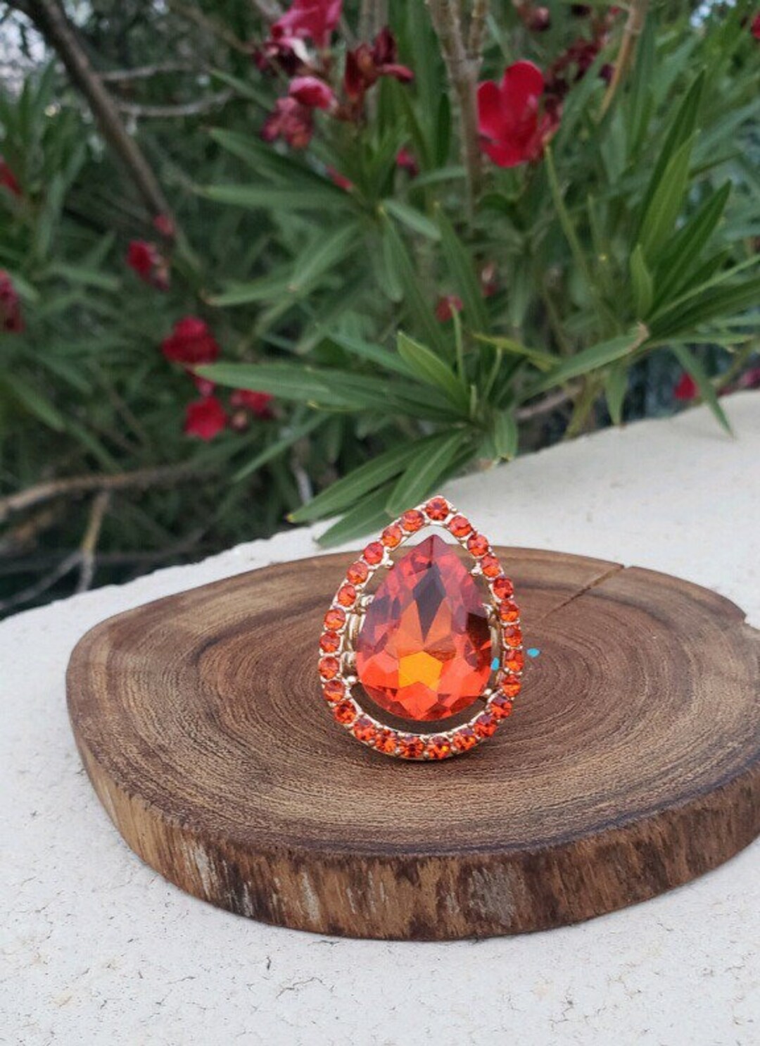 Large Orange Ring, Statement Orange Crystal Ring, Orange Fitness ...