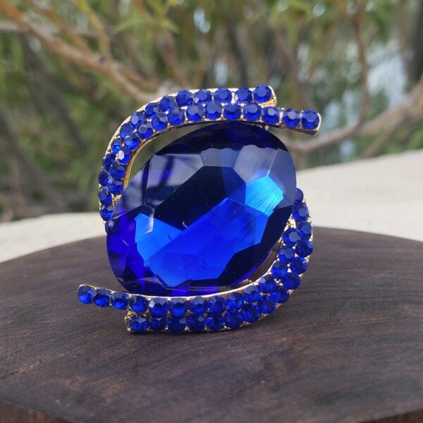Blue Rhinestone Ring - Etsy