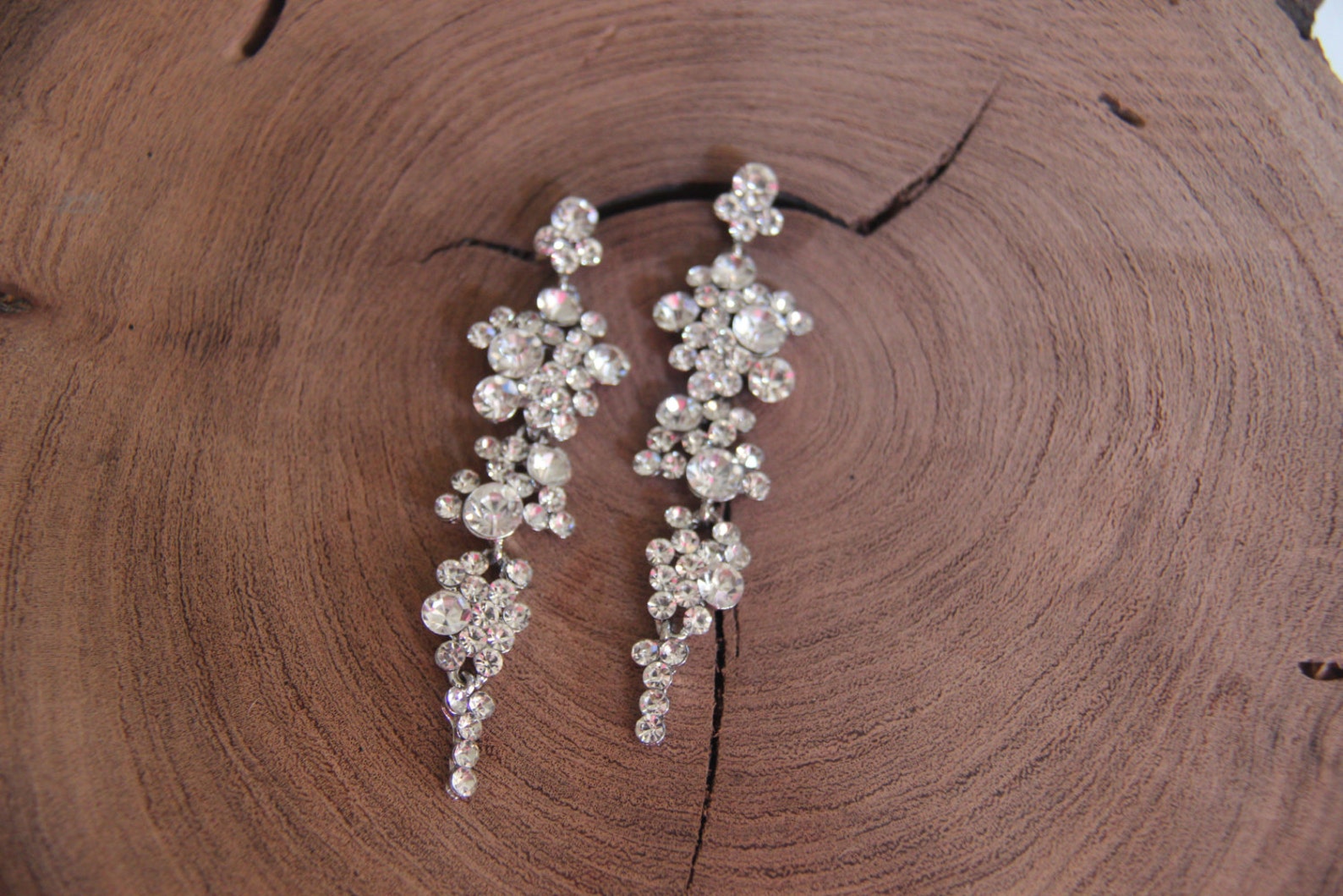 Clear Rhinestone Dangle Earrings Drop Earrings Rhinestone Etsy
